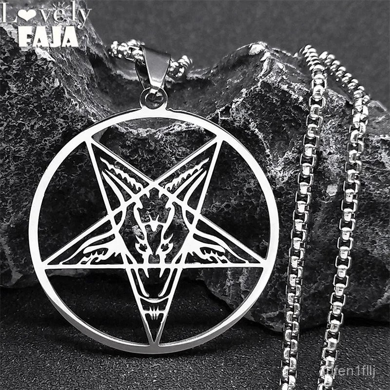 Jual Large Talisman Baphomet Stainless Steel Necklace Goth Pagan ...