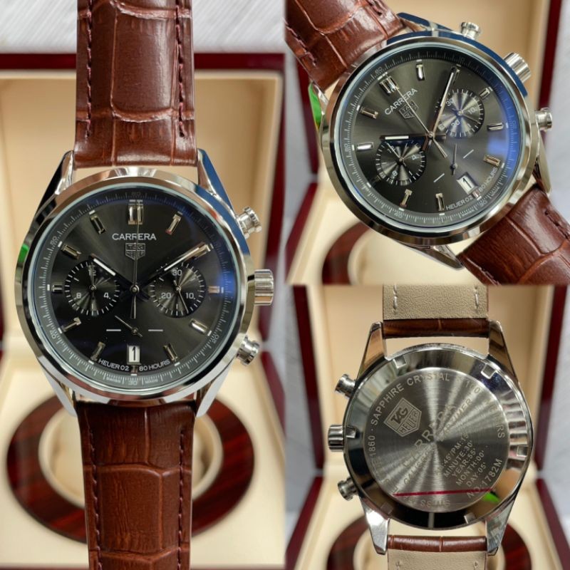 Jual JAM TANGAN PRIA TAG HEUER CARRERA COKELAT SILVER JAPAN QUARTZ ...