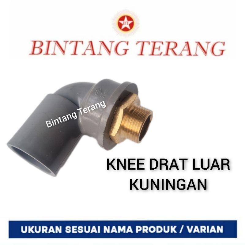 Jual Keni Drat Luar 1/2" - 3/4" - 1" Kuningan / Knee Drat Luar 3/4 x 1 ...