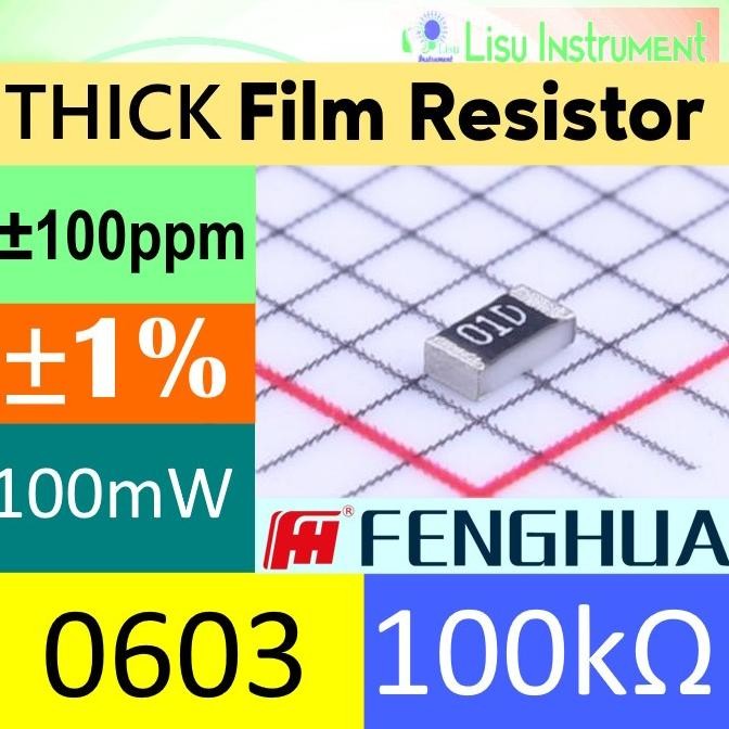 Jual Update (50) 100k 0603 1% 100mW 50V 100ppm/ Thick Resistor 100K 100 ...