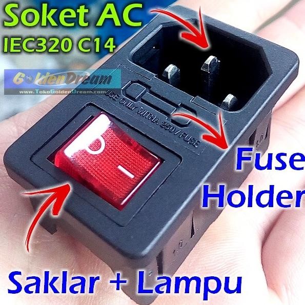 Jual Soket AC 3in1 + Saklar Lampu + Fuse Holder Power Outlet Socket Switch | Shopee Indonesia