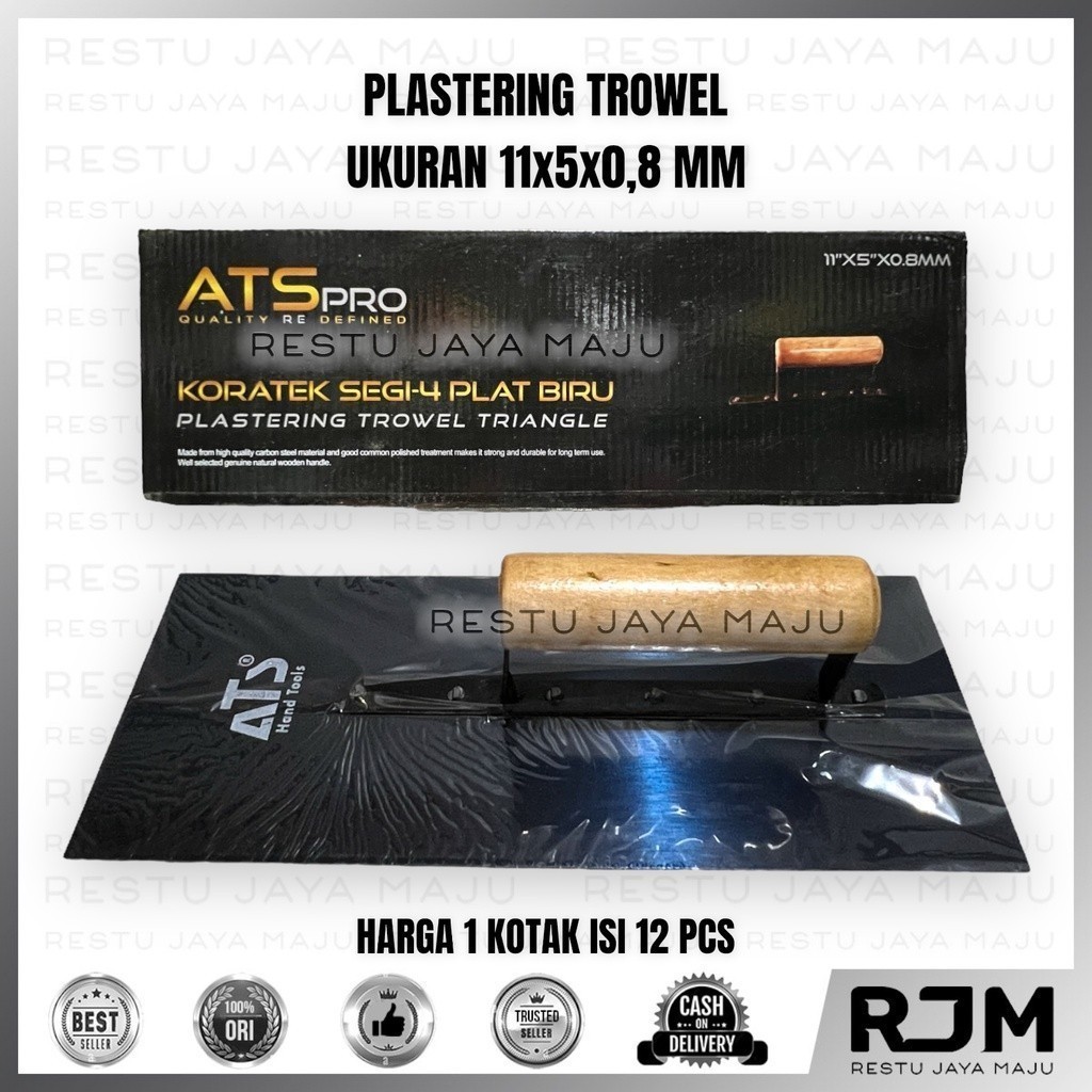 Jual [12 pcs] ATS PRO Trowel Gg Kayu Papak Plat lancip Cetok Plastering ...