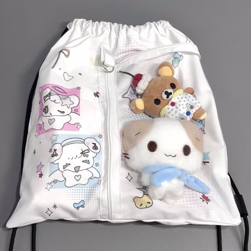 Jual New Drawstring Commuter Nylon Cute Sweet Anime Style Backpack ...