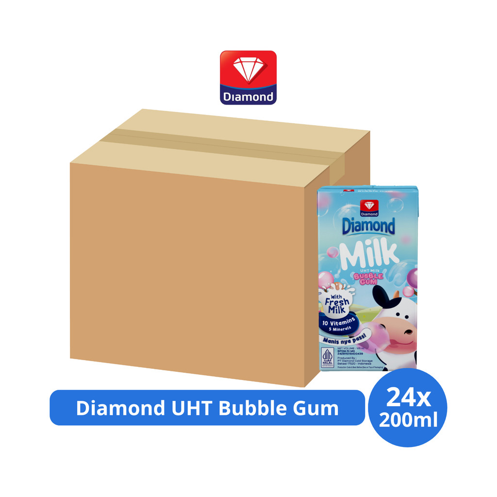 Jual Diamond Milk Susu UHT Bubble Gum 200ml x 24 pcs (Karton) | Shopee ...