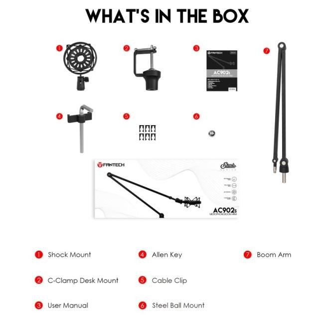 Jual Fantech Stand Mic Meja Boom Arm Adjustable AC902S for LEVIOSA ...