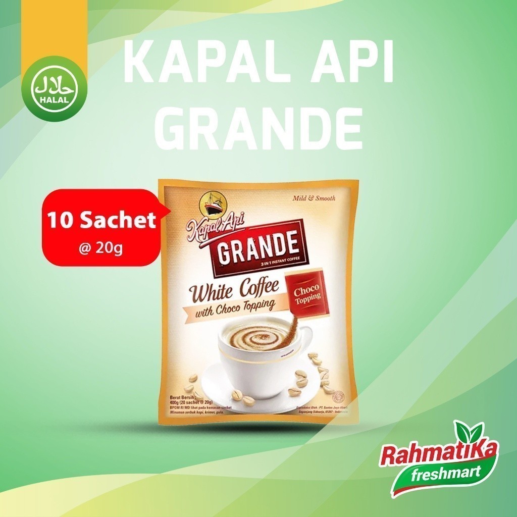 Jual Kapal Api Grande White Coffee With Choco Topping (10 Sachet x 20g ...