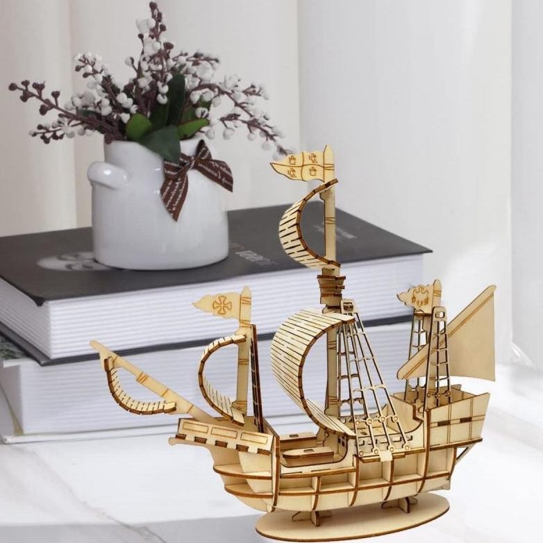 Jual fn-56 Puzzle 3d Kayu Perahu Layar DIY Ship Model Kit Model Kapal ...