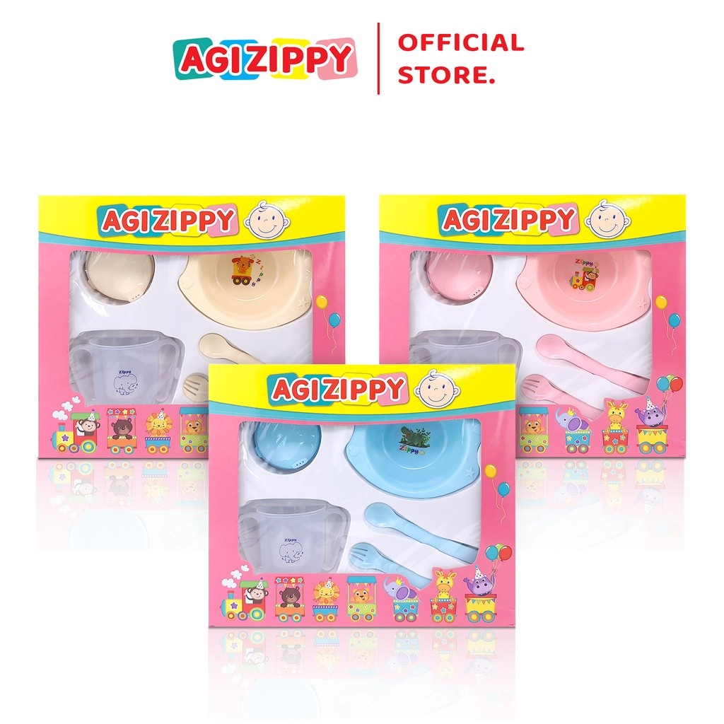 Jual AGI ZIPPY Feeding Set Alat Makan Bayi 5 Pcs Bahan Polypropylene ...