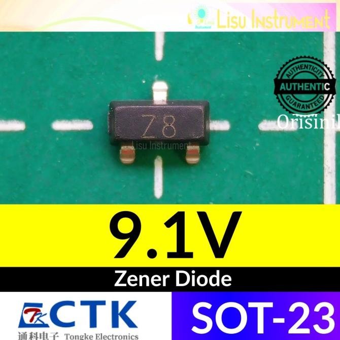 Jual Baru (20) BZX84C9V1 9.1V Z8 300mW 0.3W Zener Diode SOT-23 CTK Electronics lisu992 Buru ...