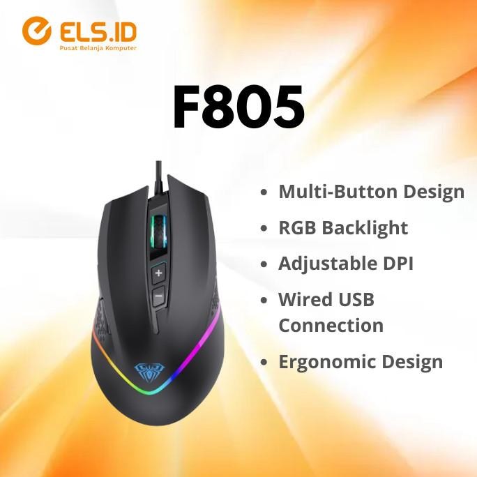Jual Aula F805 Mouse Gaming Wired Rgb Effects Ergonimic Design Co ...