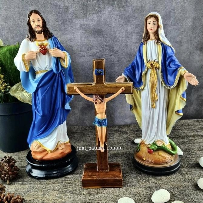Jual Set Paket Patung Yesus Hati Kudus Maria Tangan Terbuka Maria 30 cm ...