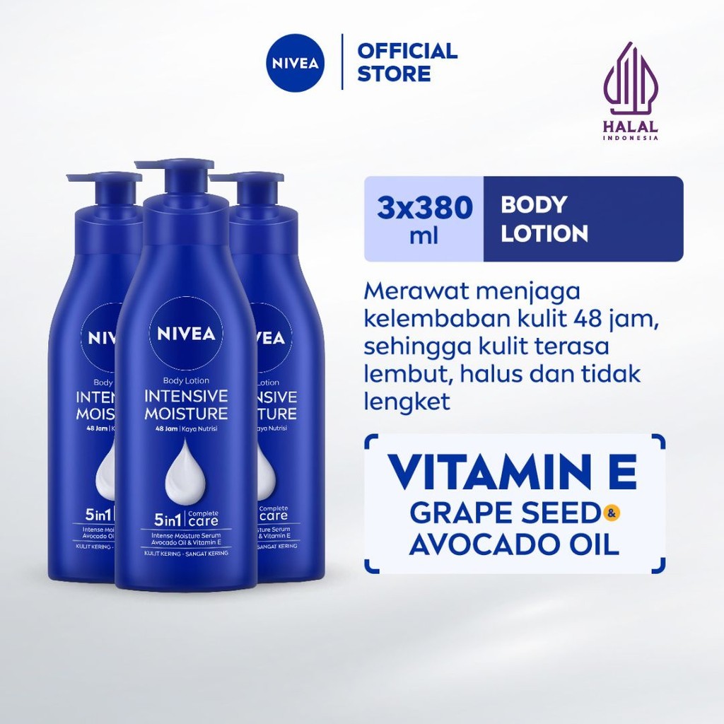 Jual NIVEA Body Intensive Lotion 380ml Triplepack | Shopee Indonesia