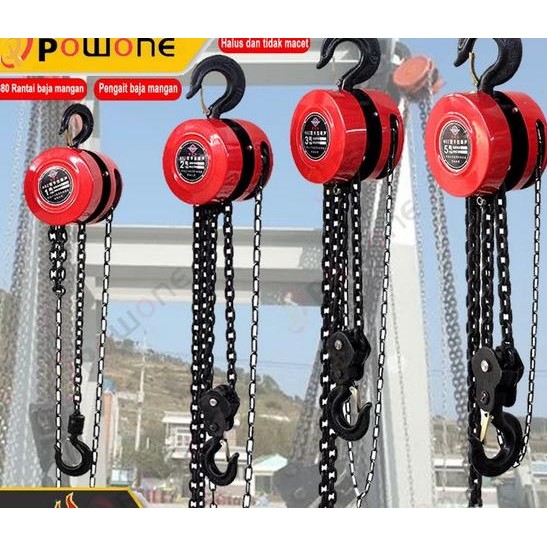 Jual CHAIN BLOCK HOIST Katrol Derek Angkut Barang 1-2 Ton Rantai Panjang 3 Meter 6 Meter Tarik ...