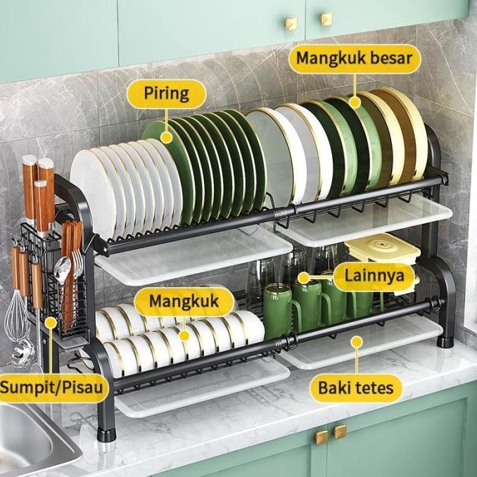 Jual Rak Piring Stainless Rak Dapur Serbaguna Rak Piring Multifungsi ...