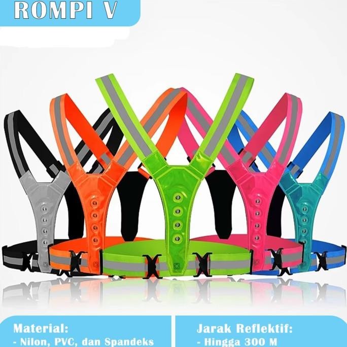 Jual Rompi V Safety Proyek Tali Reflektif Sabuk Keselamatan Led ...