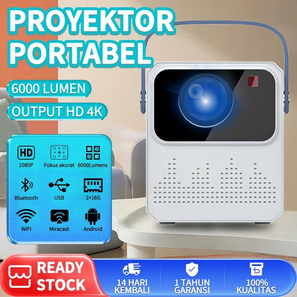 Jual Proyektor Android paket hub hp 6000 lumens 1080P FHD proyektor ...