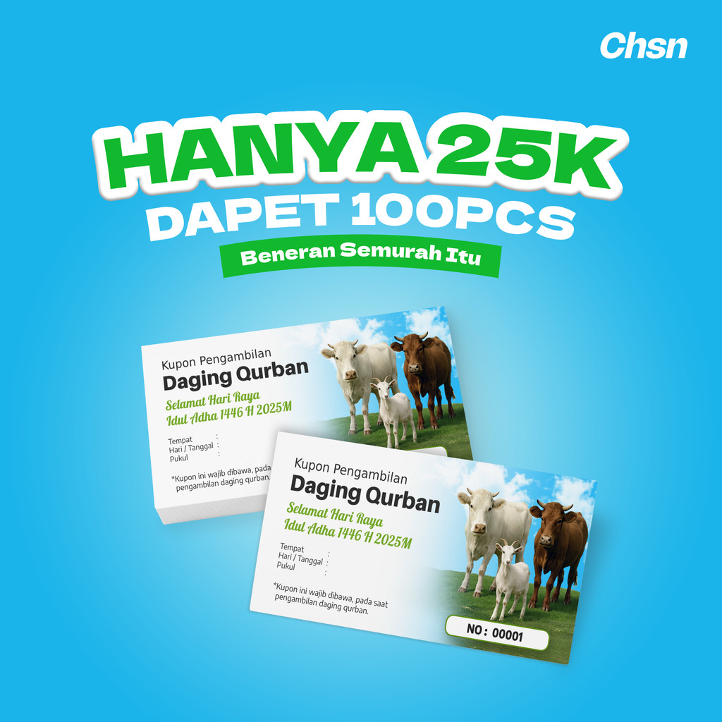 Jual JASA CETAK KUPON / VOUCHER PEMBAGIAN DAGING IDUL ADHA QURBAN BAHAN ...