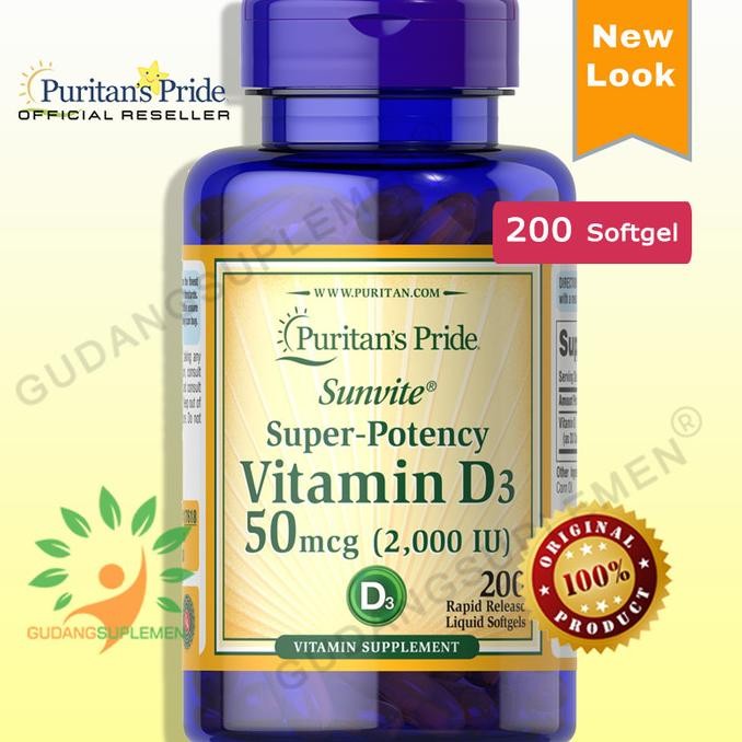 Jual NEW Vitamin D3 2000 IU /200 Softgels / Puritan's Pride / Tulang, Asma | Shopee Indonesia