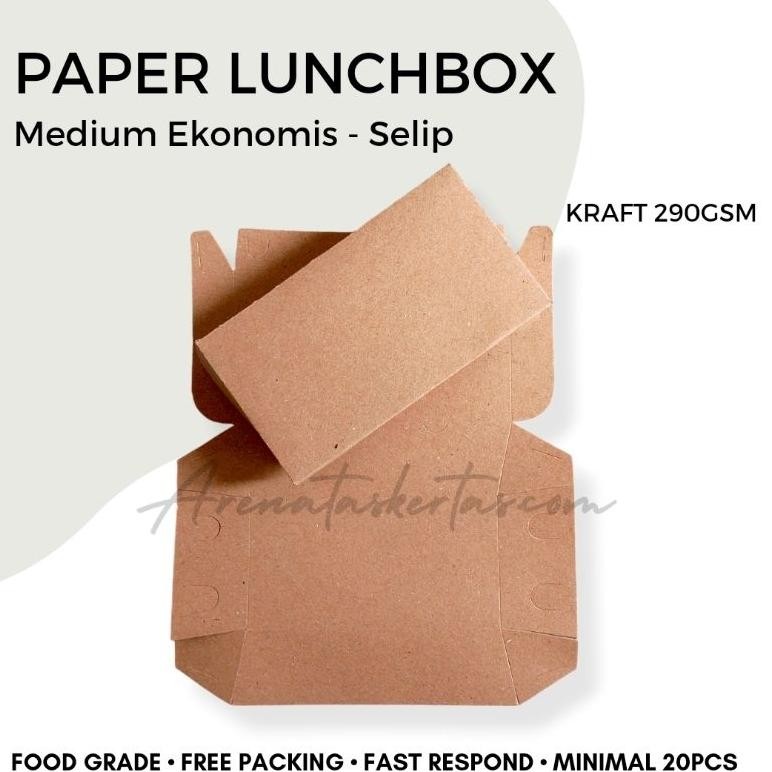 Jual Bisa Cod Paper Lunch Box Selip Medium Ekonomis Kraft Coklat Dus ...