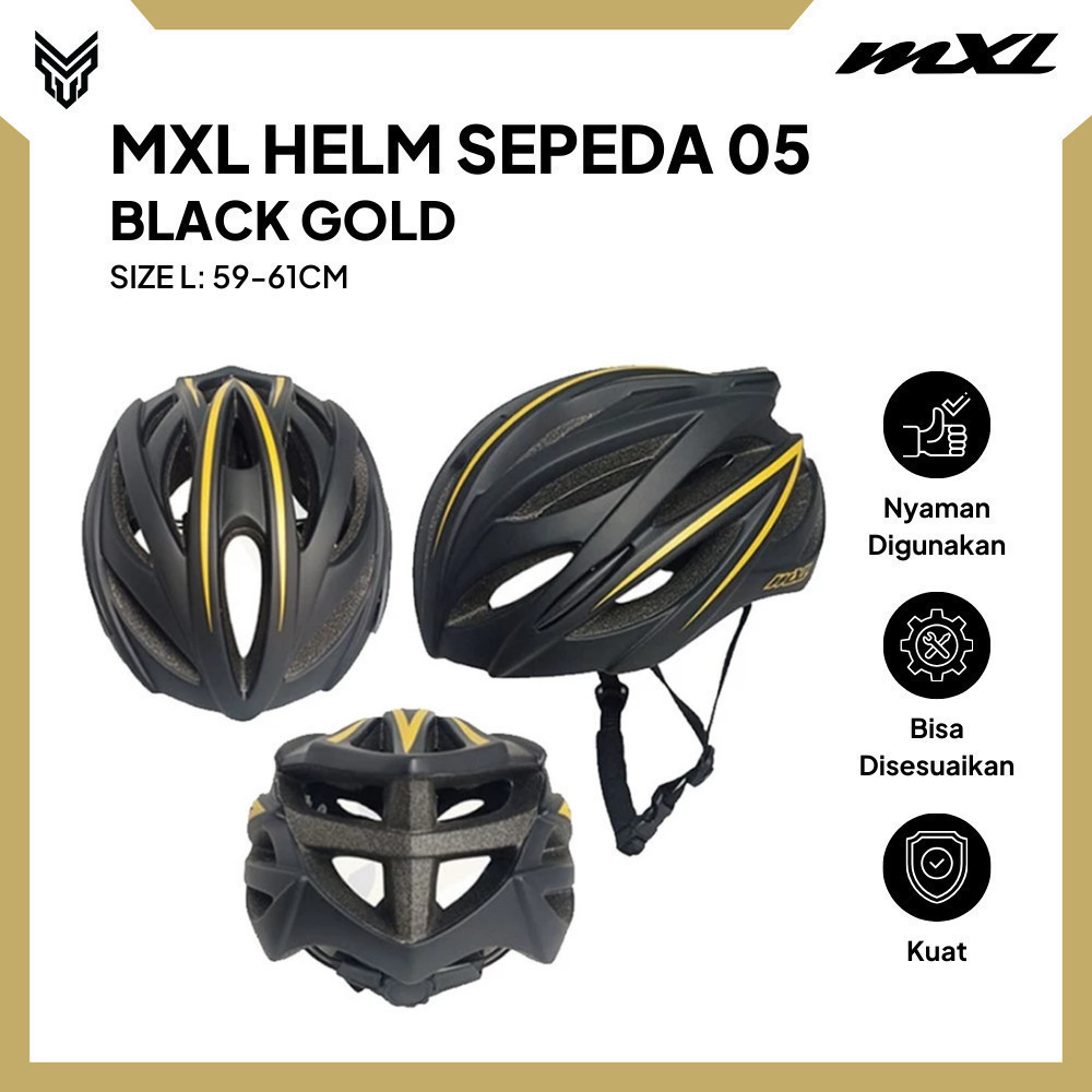 Jual MXL Helm Sepeda Bicycle Helmet 05 Black Gold - Pelindung Kepala ...