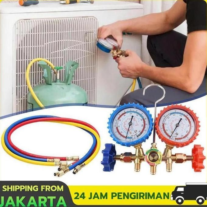 Jual COD,Kirim Sekarang 1 Set Alat Pengisian Freon Kulkas Brass Double ...