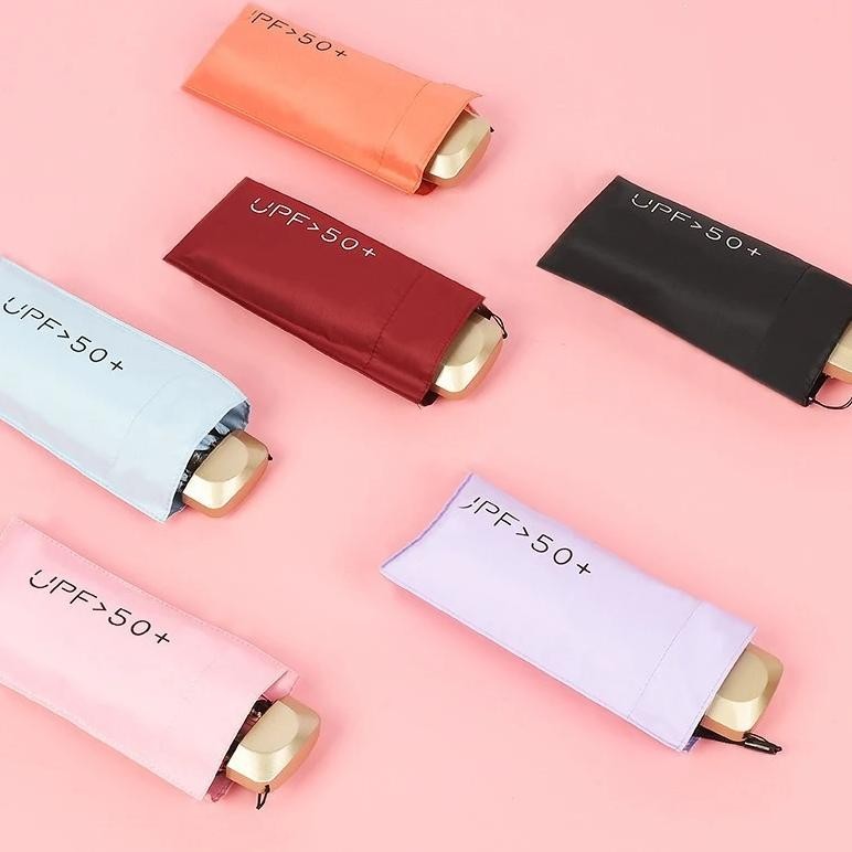 Jual New Portable Mini Sun Umbrella Pocket Rain Umbrella Vinyl Folding ...