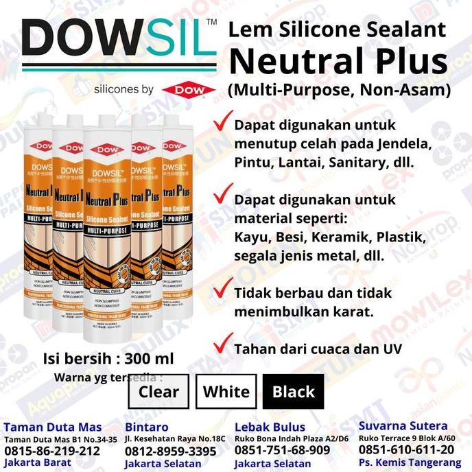 Jual baru dowsil neutral plus silicone sealant - lem kaca dow corning 300ml | Shopee Indonesia