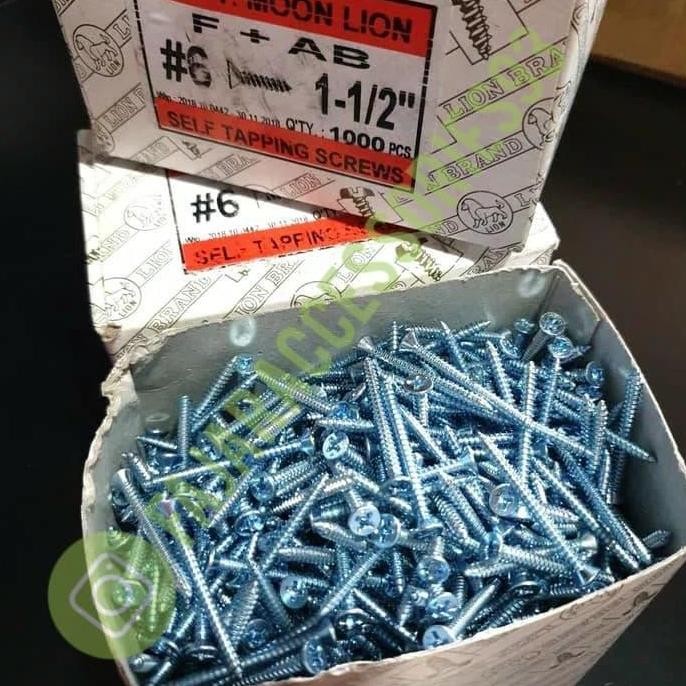 Jual TERMURAH - Tapping Sekrup Moonlion 6x1 1/2 (F+AB) Kepala Rata ...