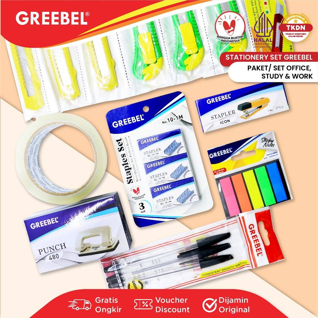 Jual GREEBEL PAKET OFFICE STUDY WORK SET / Stationary / Stationery Set ...