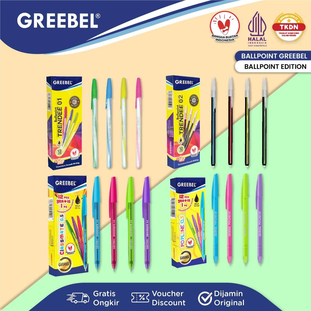 Jual GREEBEL Pulpen Ballpen Classmate Popline Trendee 01 Hitam (1PCS) | Shopee Indonesia