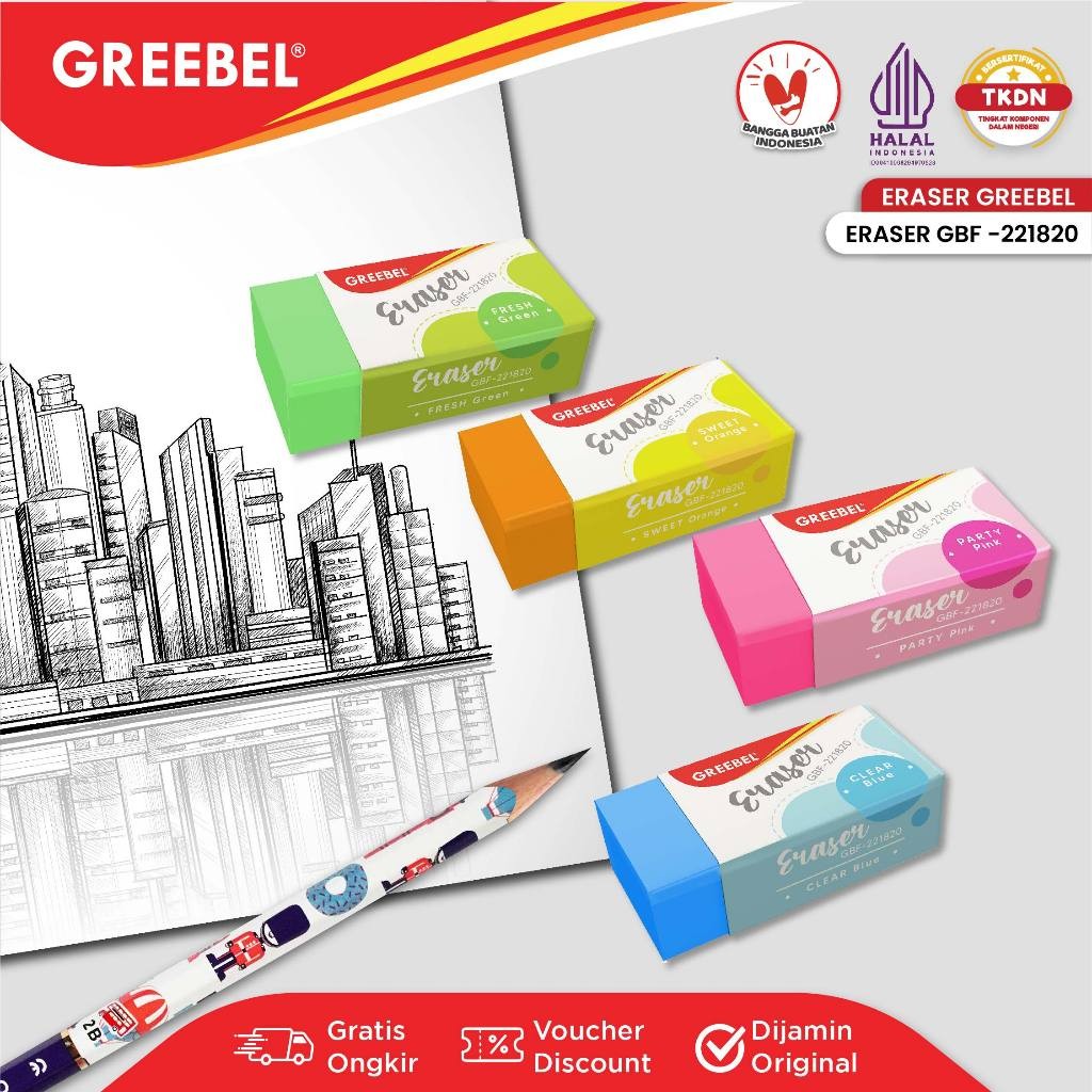 Jual GREEBEL Eraser Stip Hapusan GBF-221820 (PCS) Penghapus Pensil ...