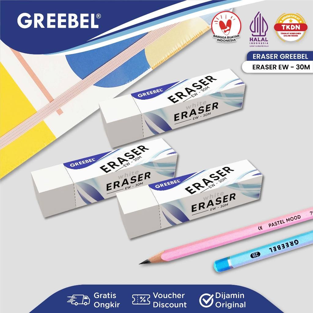 Jual GREEBEL Eraser Stip Hapusan EW-30M (4PCS/SET) Penghapus Pensil ...