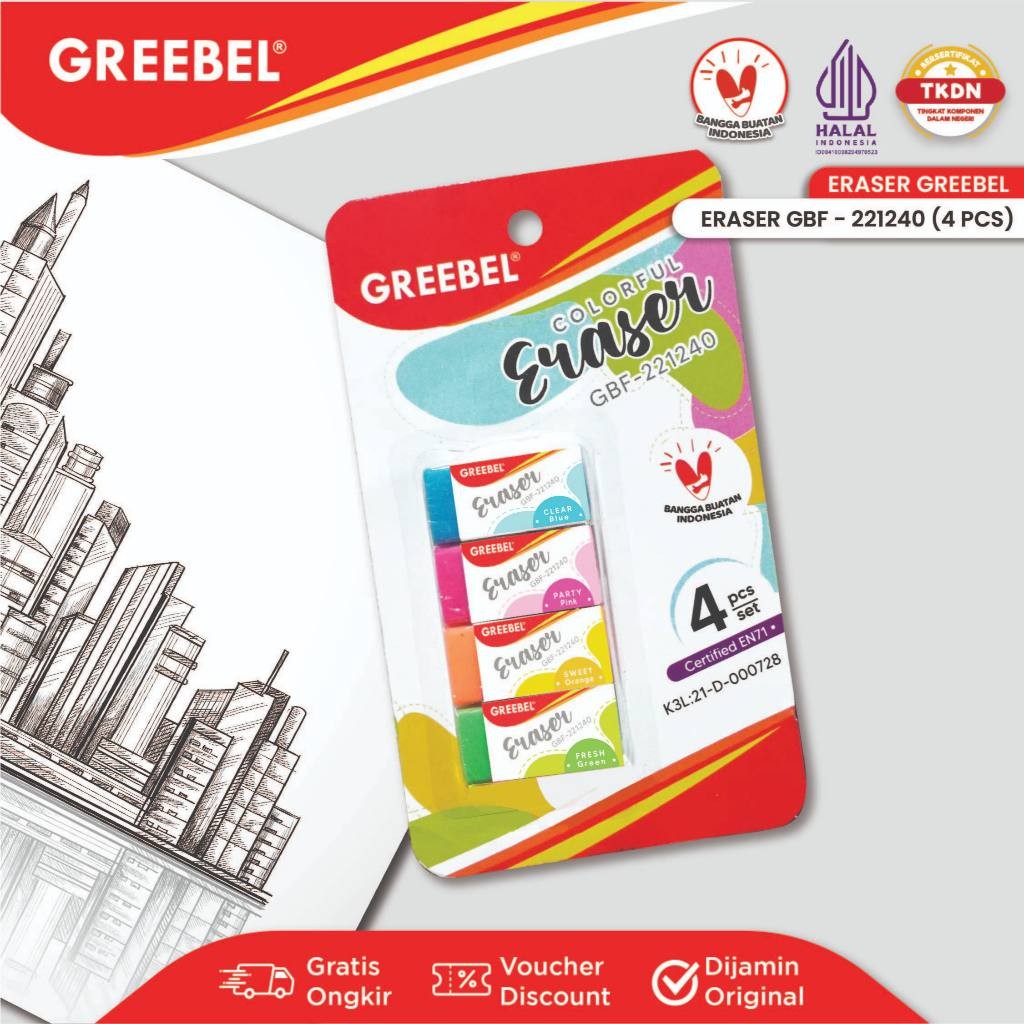Jual GREEBEL Eraser Stip Hapusan GBF-221240 (Blister 4PCS/SET ...
