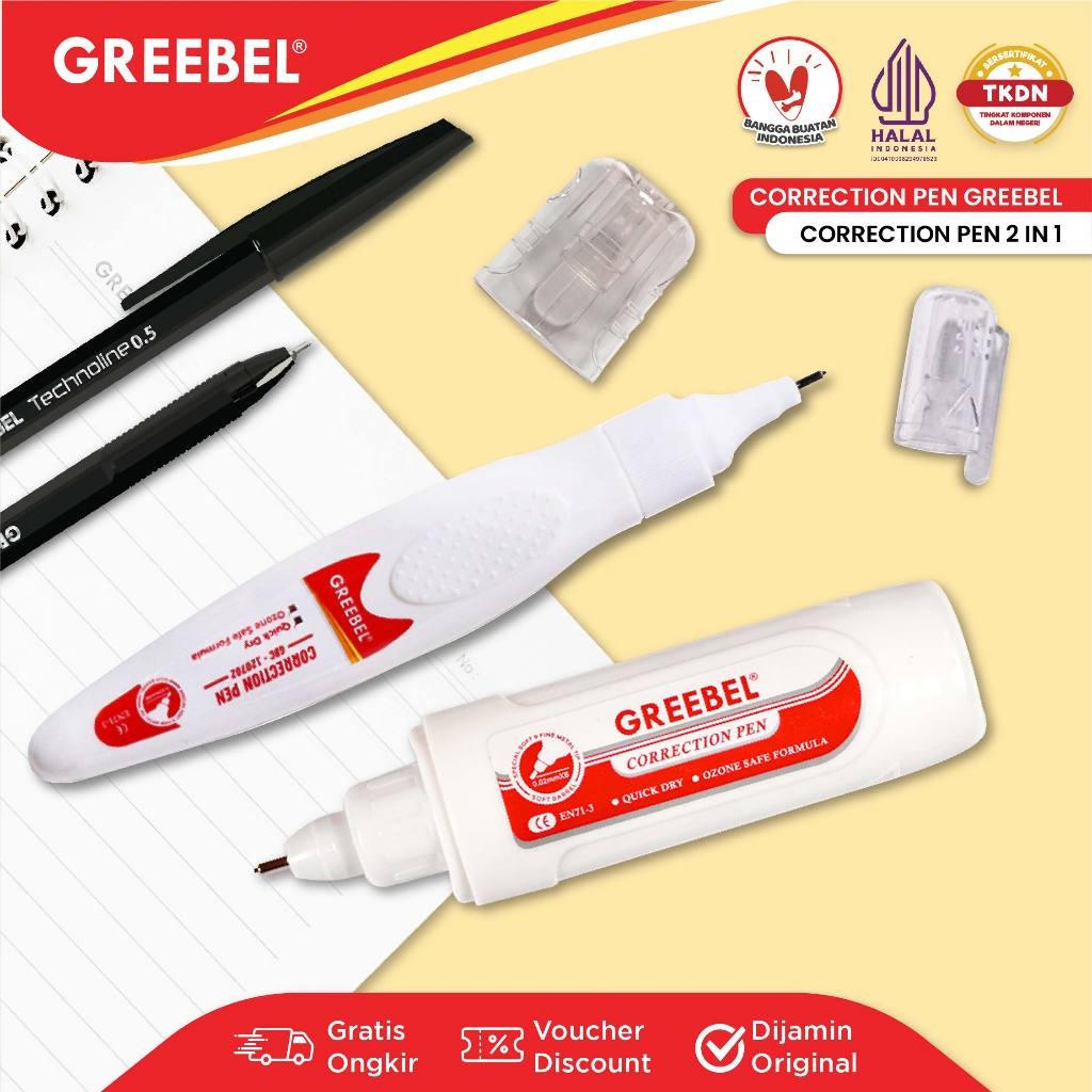 Jual GREEBEL Correction Pen Cair Tip Ex / 2 IN 1 (2PCS/SET) Stipo Tip ...