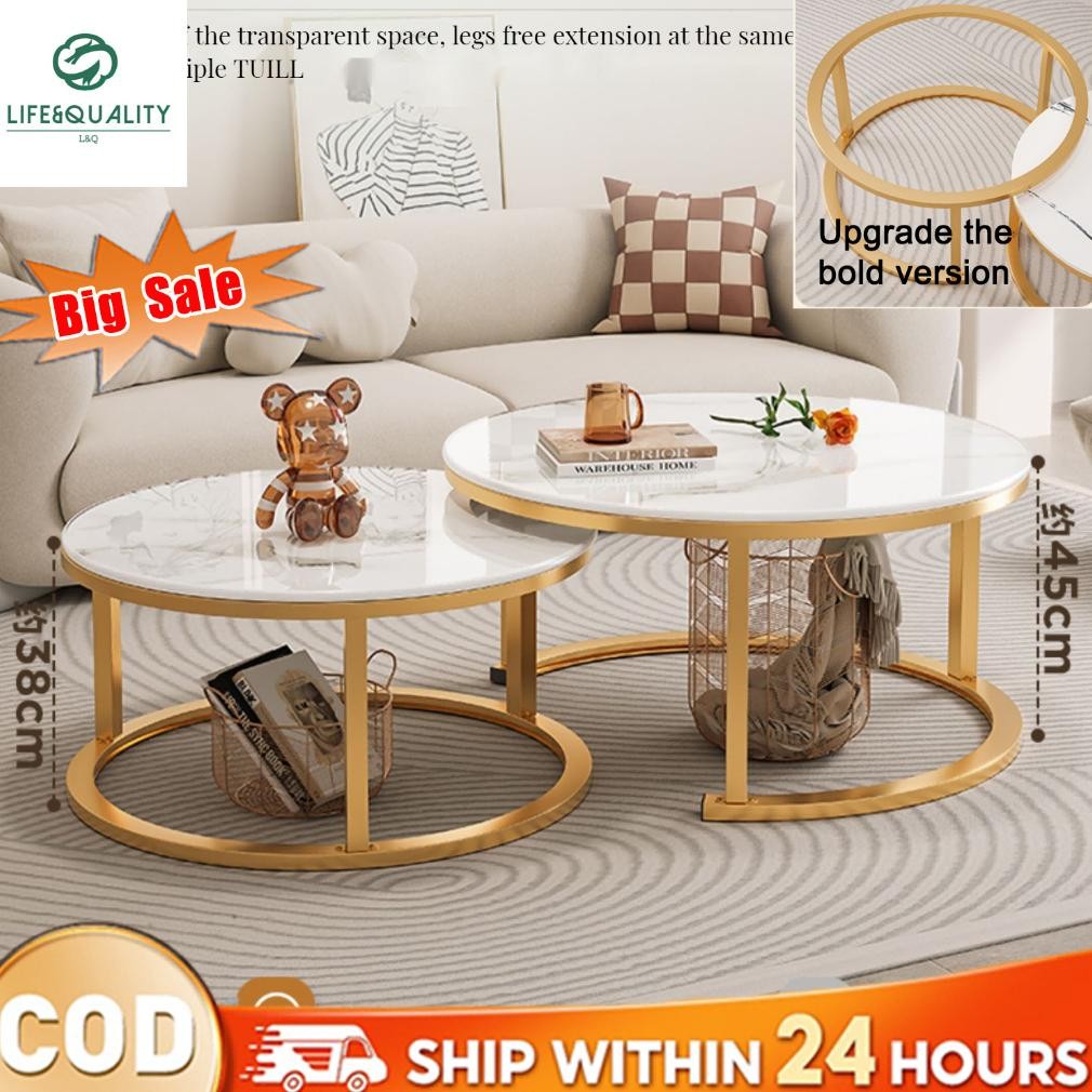 Jual Coffee Table Meja Teh di Ruang Tamu Meja Teh Putih dan Emas Meja ...