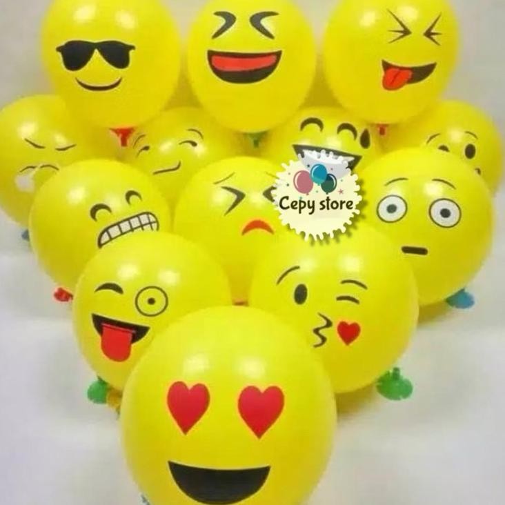 Jual Balon Latex Emoticon Balon Karet Emoji 12 Inch Pea Isi 100Pcs ...