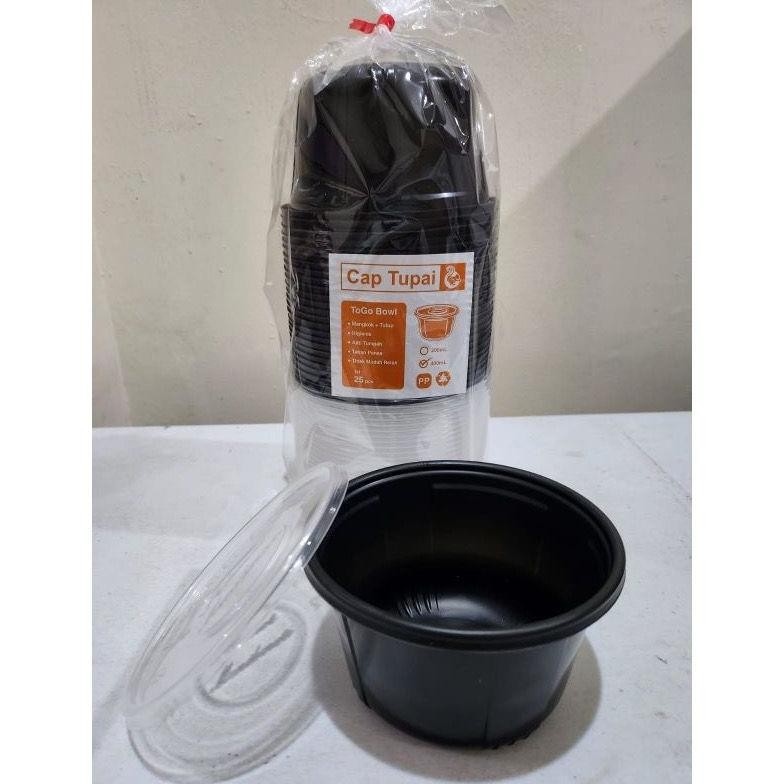 Jual Ready Thinwall Cap Tupai Round Bowl Hitam 200 Ml & 400 Ml + Tutup ...
