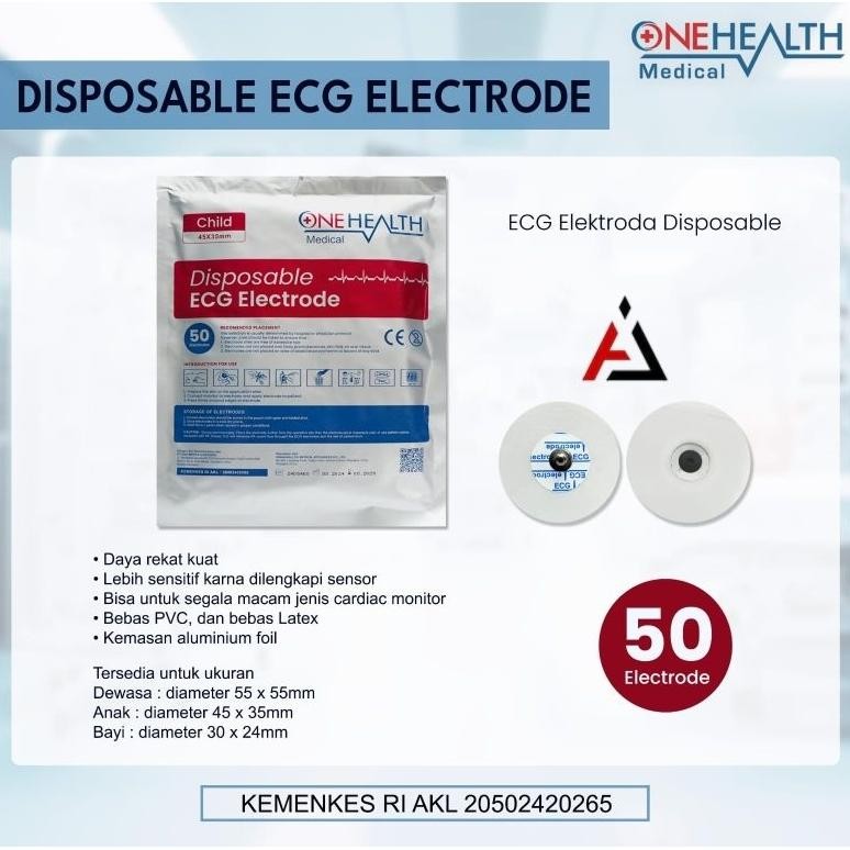 Jual NEW!!! Onehealth ECG Electrode Per Pack isi 50 Pcs / EKG Elektroda ...