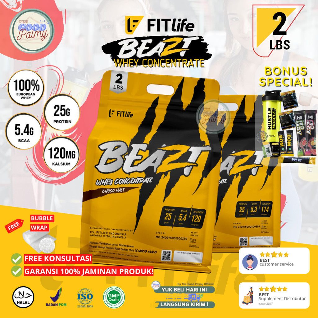 Jual FITLife BEAZT Whey 2 Lbs 900 Gram Whey Protein Concentrate 2Lbs Fit Life Suplemen Fitness ...