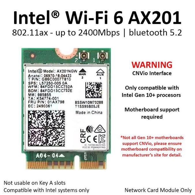 Jual TERBARU - Intel WiFi 6 AX201 Wireless Card Bluetooth 5 AX M.2 NGFF ...