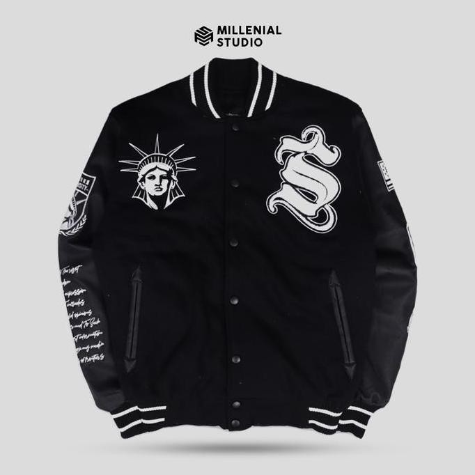 Jual Varsity Jacket Liberty 05 Black Full Bordir Original Jaket ...