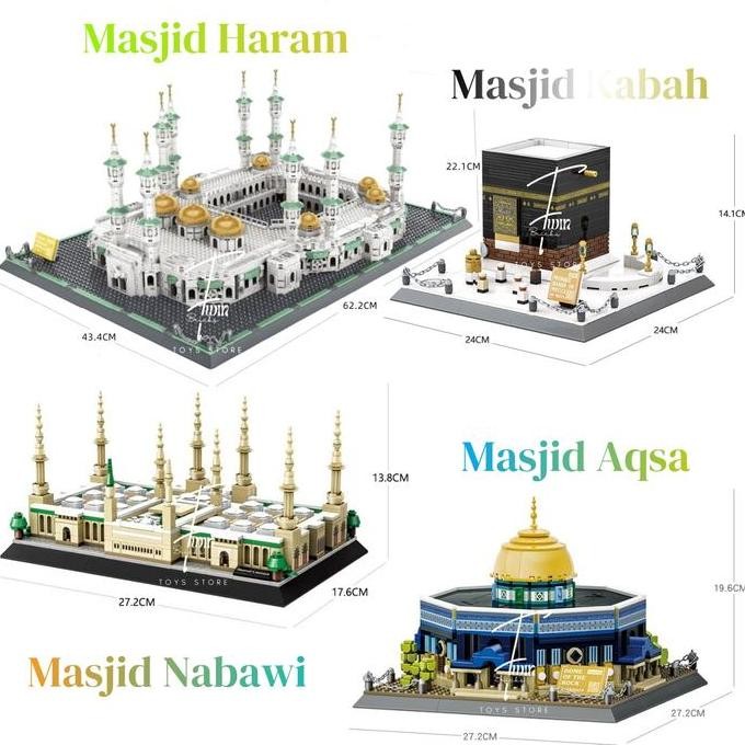 Jual Masjid AI-Haram Nabawi Blocks Terkenal Building Miniatur Ka'bah ...