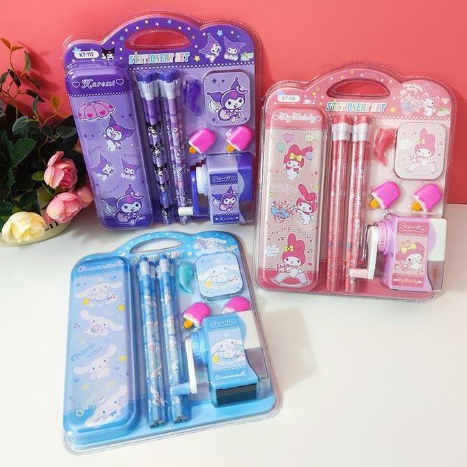 Jual Paket Alat Tulis Anak Sekolah Kotak Pensil Penghapus Set ATK Anak TK SD SMP Sekolah ...