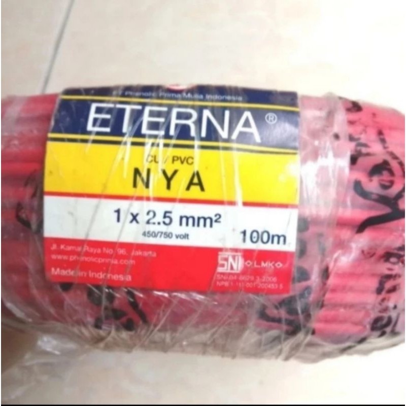 Jual Kabel Listrik Tunggal Tembaga Kawat ETERNA NYA 1x2,5 100meter 1Roll | Shopee Indonesia