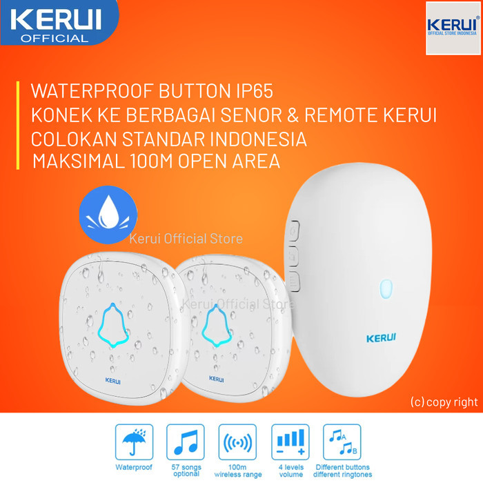 Jual NEW KERUI M521 WIRELESS DOORBELL WATERPROOF BEDA BUTTON BEDA TONE ...