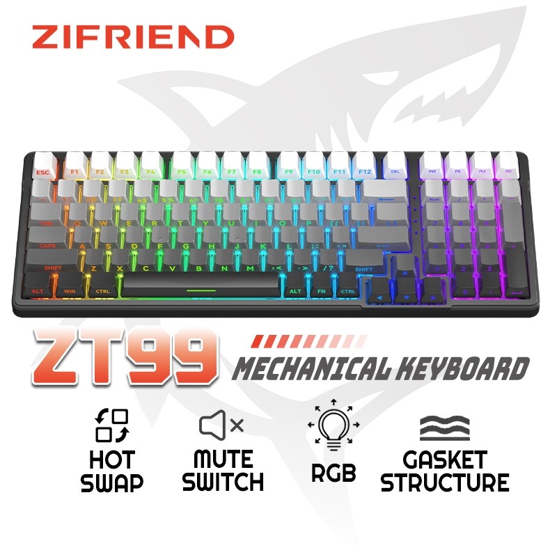 Jual Zifriend Zt99 Gradient Mechanical Eyboard Outh Facing Rgb Wirele ...
