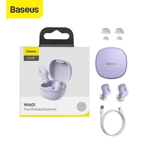 Jual Baseus Encok True Wireless Earphones Wm01 - Ngwm01 - Ungu | Shopee ...