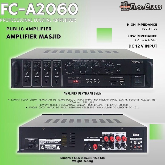 Jual Jual [READY] Amplifier Corong / Amplifier Masjid Firstclass FC A-2060 120 Watt | Shopee ...