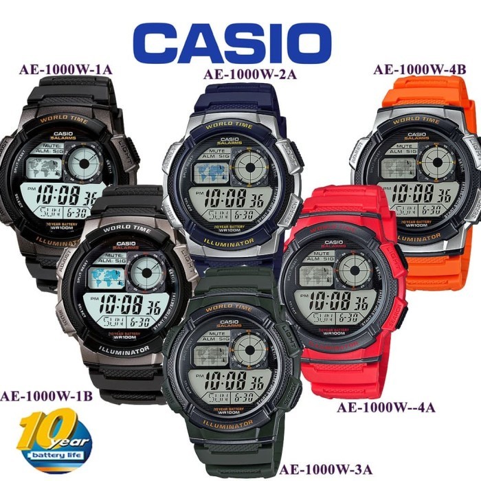 Jual Casio Ae1000W Ae1000-W Ae-1000W Ae-1000-W 1Av 2Av 3Av 4Av 1Bv 4Bv 1A3 | Shopee Indonesia