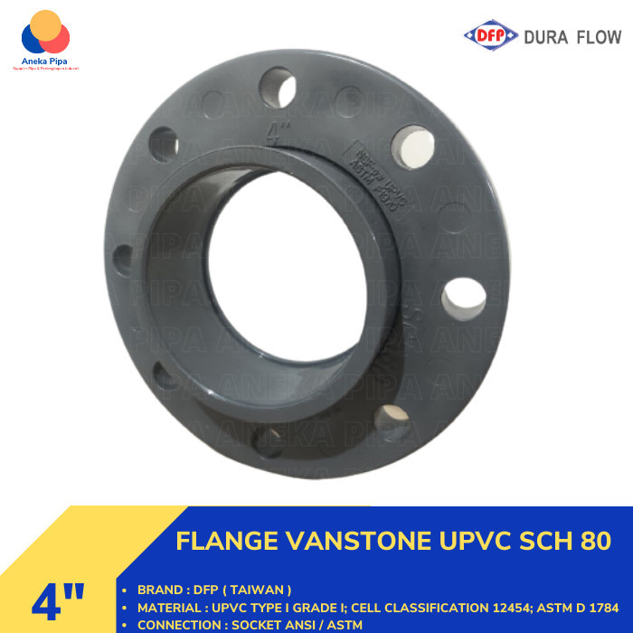 Jual Vanstone Flange Pvc Sch80 Socket Ansi 150 Duraflow Size 4 Inch ...